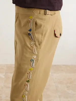 BODE Straight-leg Cotton Feather Runner Trousers - Neutrals