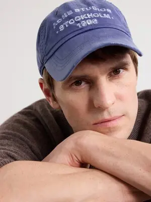 Acne Studios Logo-print Cotton-twill Baseball Cap - Blue