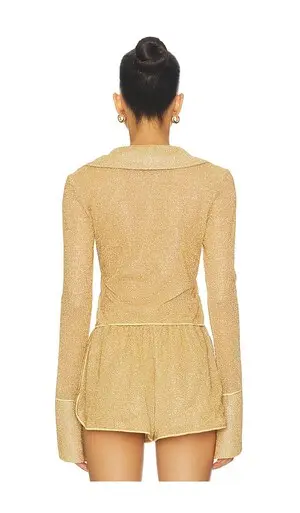 Oseree Lumiere Slim Metallic Shirt - Gold