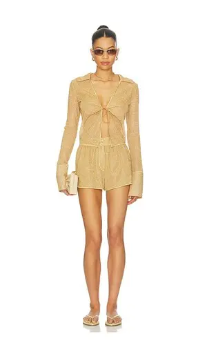 Oseree Lumiere Slim Metallic Shirt - Gold
