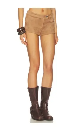 MORE TO COME Faux Suede Short - Tan