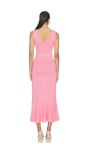 ANDREEVA Peony Knit Dress With Ostrich Feather Details - Pink