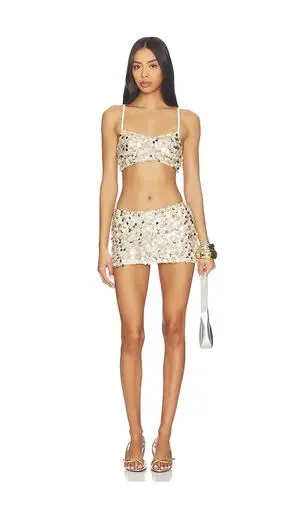 AMELIE TEJE Sequined Mesh Top