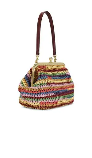 COACH Large Weave Straw Kisslock 27 Frame Bag