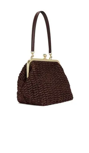 COACH Large Weave Straw Kisslock Frame 27 Bag - Maple