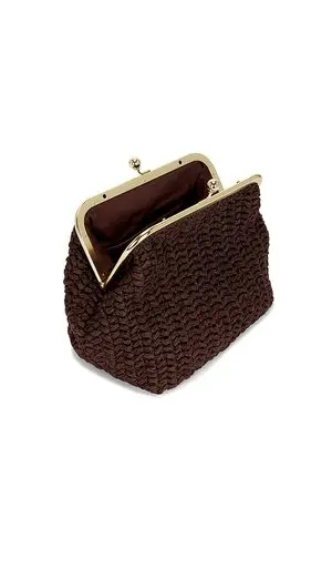 COACH Large Weave Straw Kisslock Frame 27 Bag - Maple