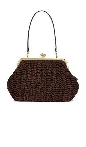 COACH Large Weave Straw Kisslock Frame 27 Bag