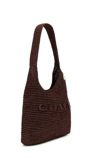 COACH Refined Weave Straw Brooklyn 28 Shoulder Bag - Maple