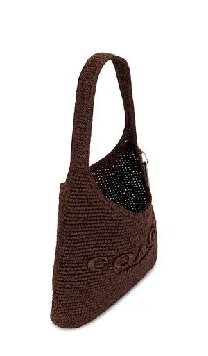 COACH Refined Weave Straw Brooklyn 28 Shoulder Bag - Maple