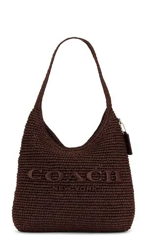 COACH Coach Refined Weave Straw Brooklyn 28 Shoulder Bag Maple