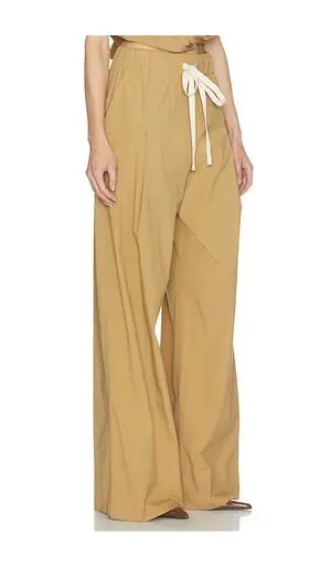 A.L.C. Wide-leg Cotton-blend Drawstring Pants - Toffee