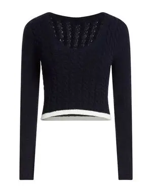 REBEL QUEEN BY LIU •JO Knitted Cropped Sweater - Blue