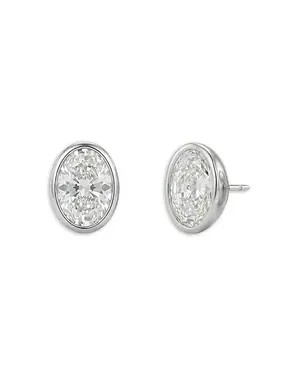 Shashi Oval Cubic Zirconia Bezel Stud Earrings - Silver