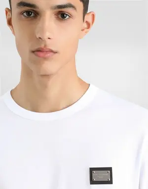 Dolce & Gabbana Long-sleeved T-shirt With Logo Tag - White