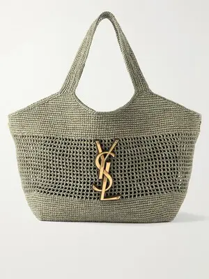 Saint Laurent ICARE Maxi Raffia Tote Green