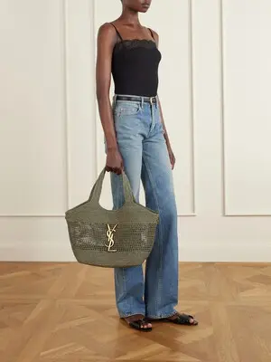 Saint Laurent Icare Maxi Raffia Tote - Green