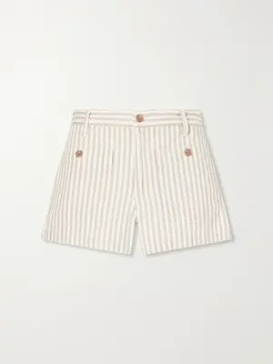 FRAME The Cruise Striped Denim Shorts - Neutrals