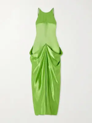 Khaite Kent Open-back Draped Maxi Dress - Green