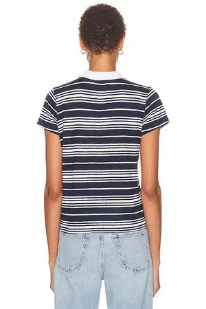 FRAME Striped Short Sleeve Polo - Navy Multi