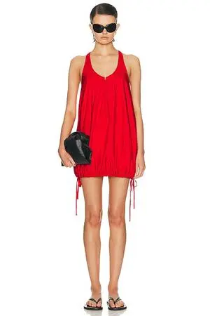 Brandon Maxwell Quinnley Scoop Neck Mini Dress