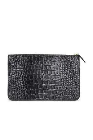 TOTEME Threefold Croco Embossed Clutch - Black