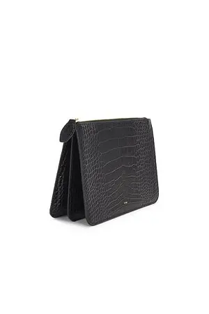 TOTEME Threefold Croco Embossed Clutch - Black