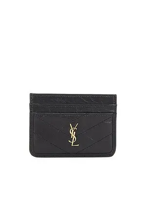 Saint Laurent Cuir Vintage Froisse Matelasse Credit Card Case - Nero