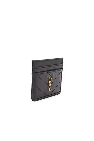 Saint Laurent Cuir Vintage Froisse Matelasse Credit Card Case - Nero