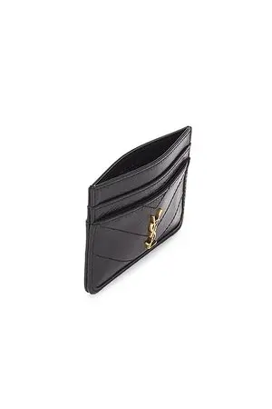 Saint Laurent Cuir Vintage Froisse Matelasse Credit Card Case - Nero