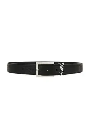 Saint Laurent Cassandre Buckle Belt - Nero