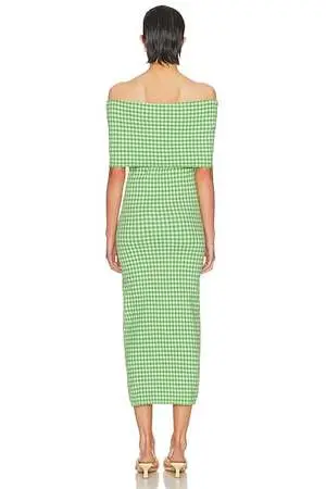 Alexis Costella Off-the-shoulder Gingham Dress - Green Gingham
