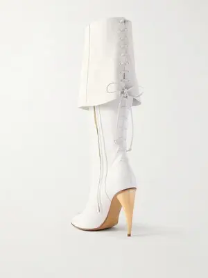 Alexander McQueen Leather Knee-high Boots With Horn-effect Heels
