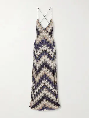 Missoni Striped Metallic Crochet-knit Maxi Dress - Blue