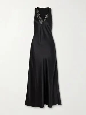 SIR. Montparnasse Lace-trimmed Silk-satin Gown