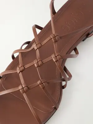 AeydĒ Anisa Leather Flat Sandals - Brown