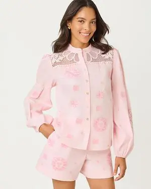 LILLY PULITZER Embroidered Long-sleeve Shirt