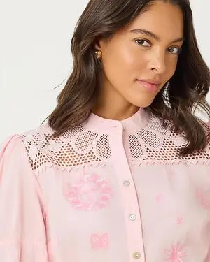 LILLY PULITZER Embroidered Long-sleeve Shirt