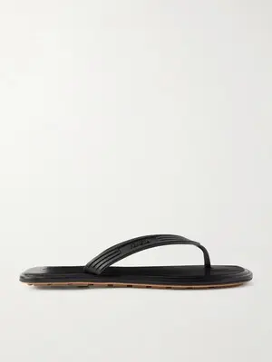 Bottega Veneta Sampieri Flat Thong Flip Flops - Black