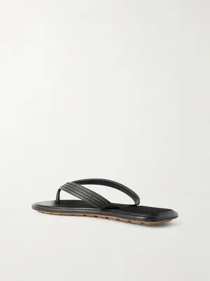 Bottega Veneta Sampieri Flat Thong Flip Flops - Black