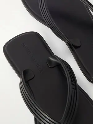 Bottega Veneta Sampieri Flat Thong Flip Flops - Black