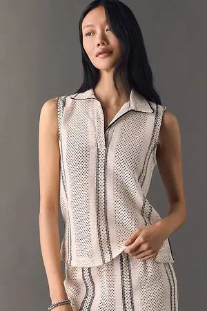 Ecru Sleeveless Tops