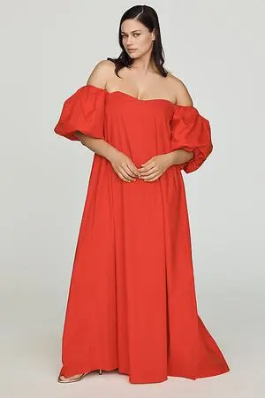 Caroline Constas Palmer Puff-sleeve Maxi Dress