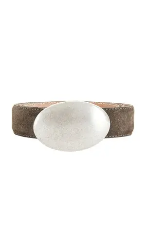 LAMARQUE Suede Leather Belt With Silver-tone Buckle