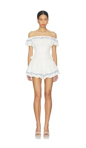Line & Dot Oia Romper Embroidered Off-the-shoulder Design - White