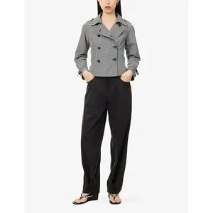 PEACHY DEN Bardot Wide-leg Woven Trousers - Onyx