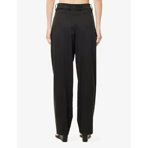 PEACHY DEN Bardot Wide-leg Woven Trousers - Onyx