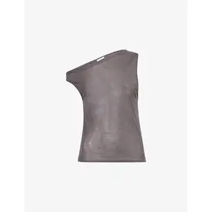 ST. AGNI One-shoulder Asymmetric Jersey Top - Soot