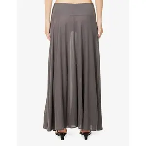 ST. AGNI Gathered-pleat Low-waist Jersey Maxi Skirt - Soot
