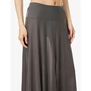 ST. AGNI Gathered-pleat Low-waist Jersey Maxi Skirt - Soot