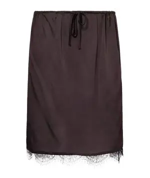 ST. AGNI Lace-hem Drawstring-waist Silk Mini Skirt
